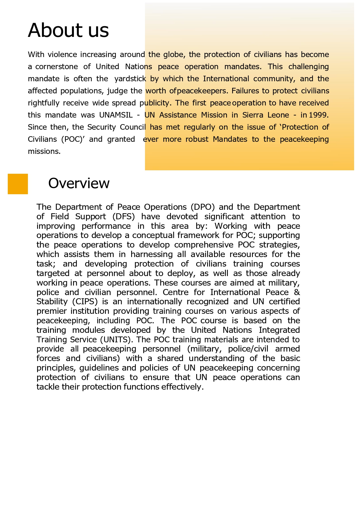 Registration open for UN Comprehensive Protection of Civilians Course ...